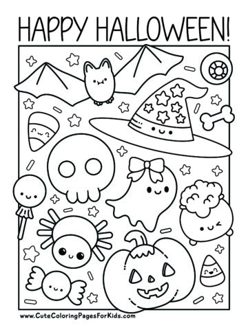 18 Cute Halloween Coloring Pages (Free Printable PDFs) - Cute Coloring ...