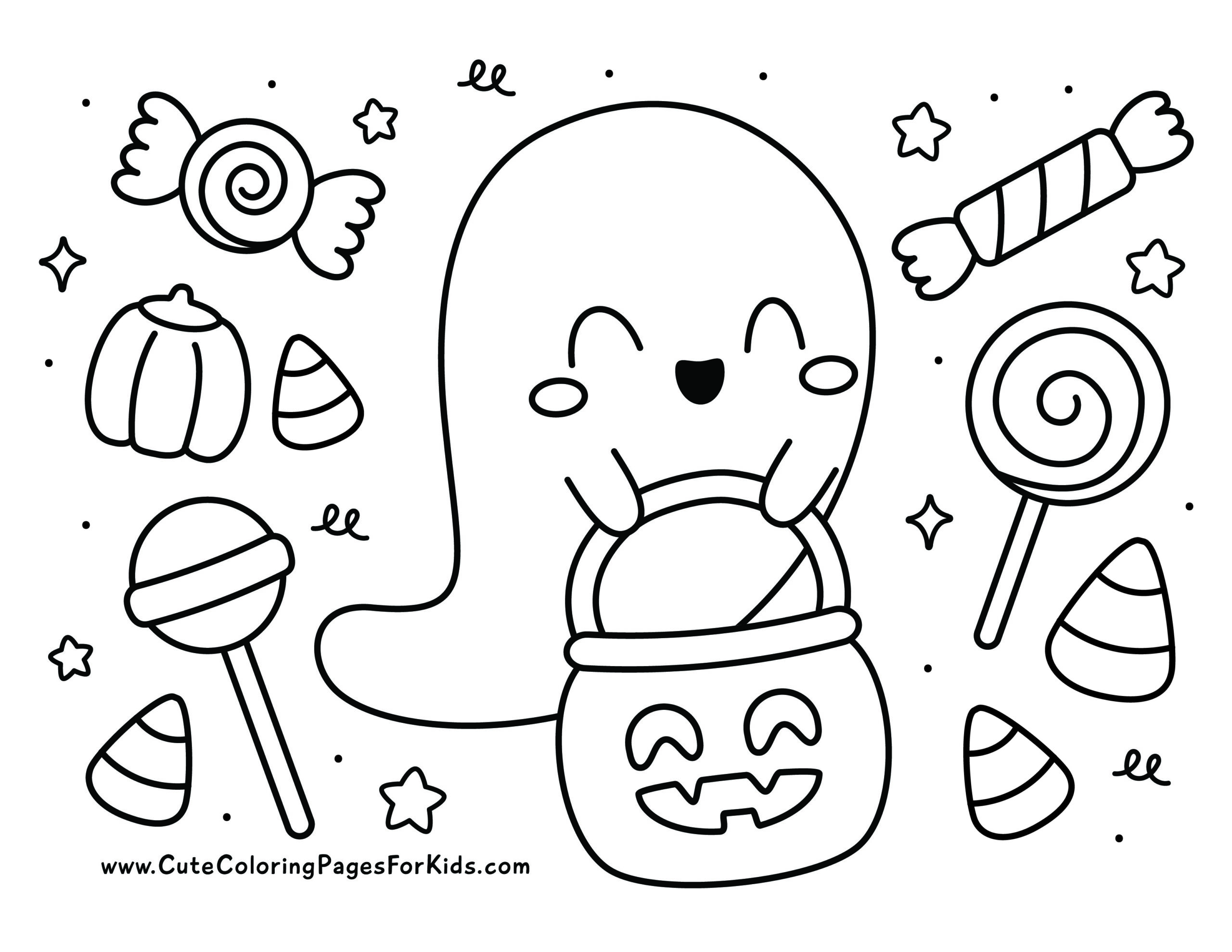 18 Cute Halloween Coloring Pages (Free Printable PDFs) - Cute Coloring ...