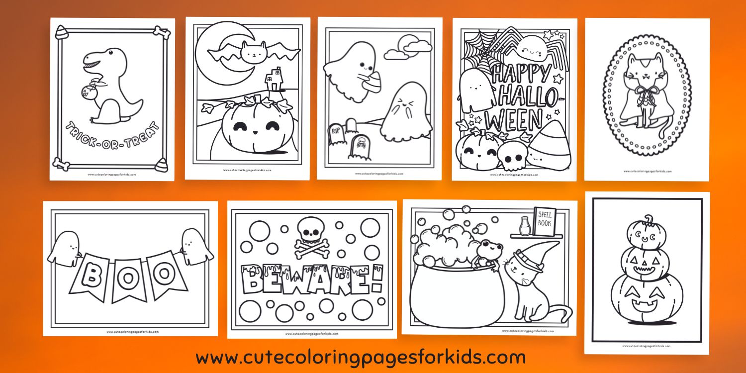 Printable Halloween Coloring Pages: Download All 12 PDFs - Cute ...