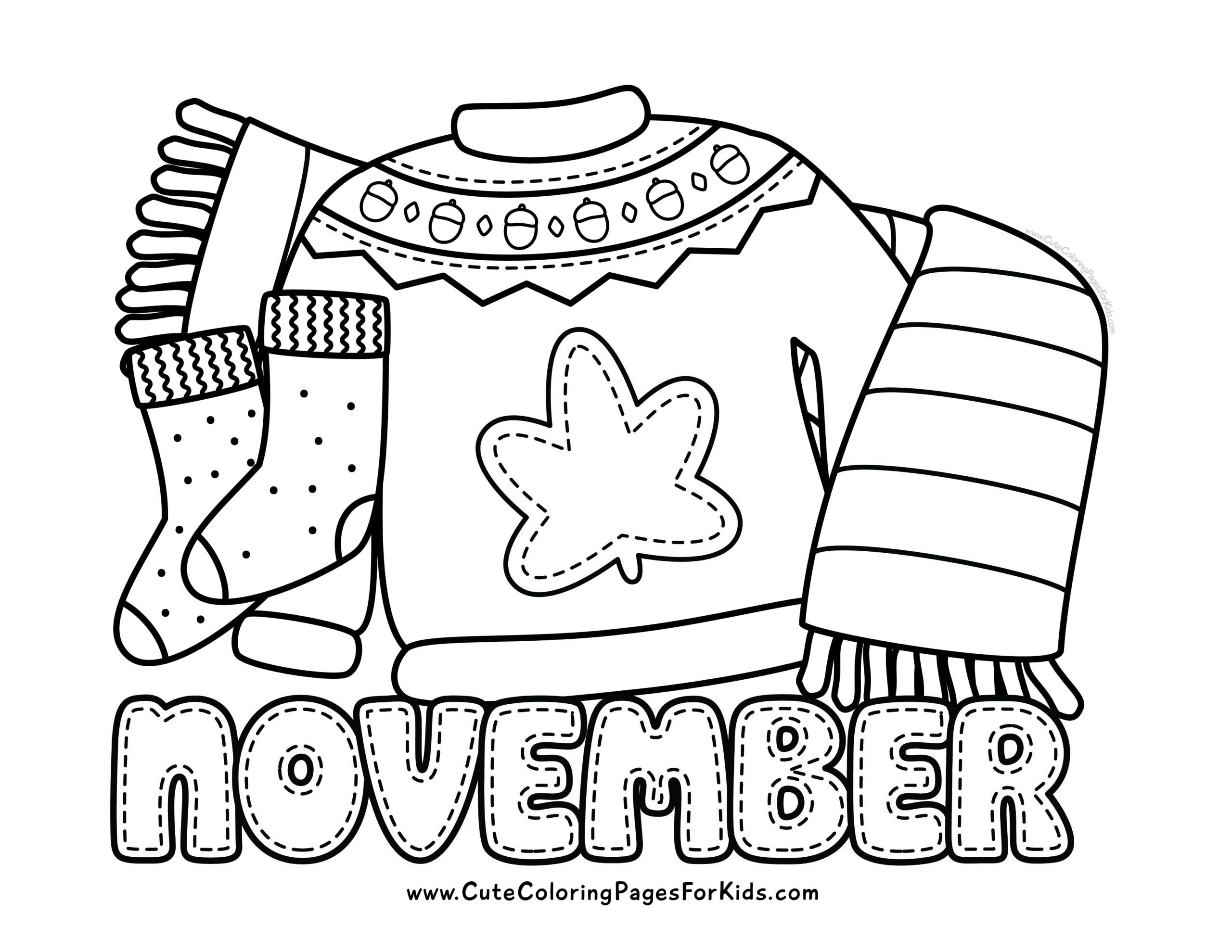 November Coloring Pages: 9 Free Printables for Kids - Cute Coloring ...