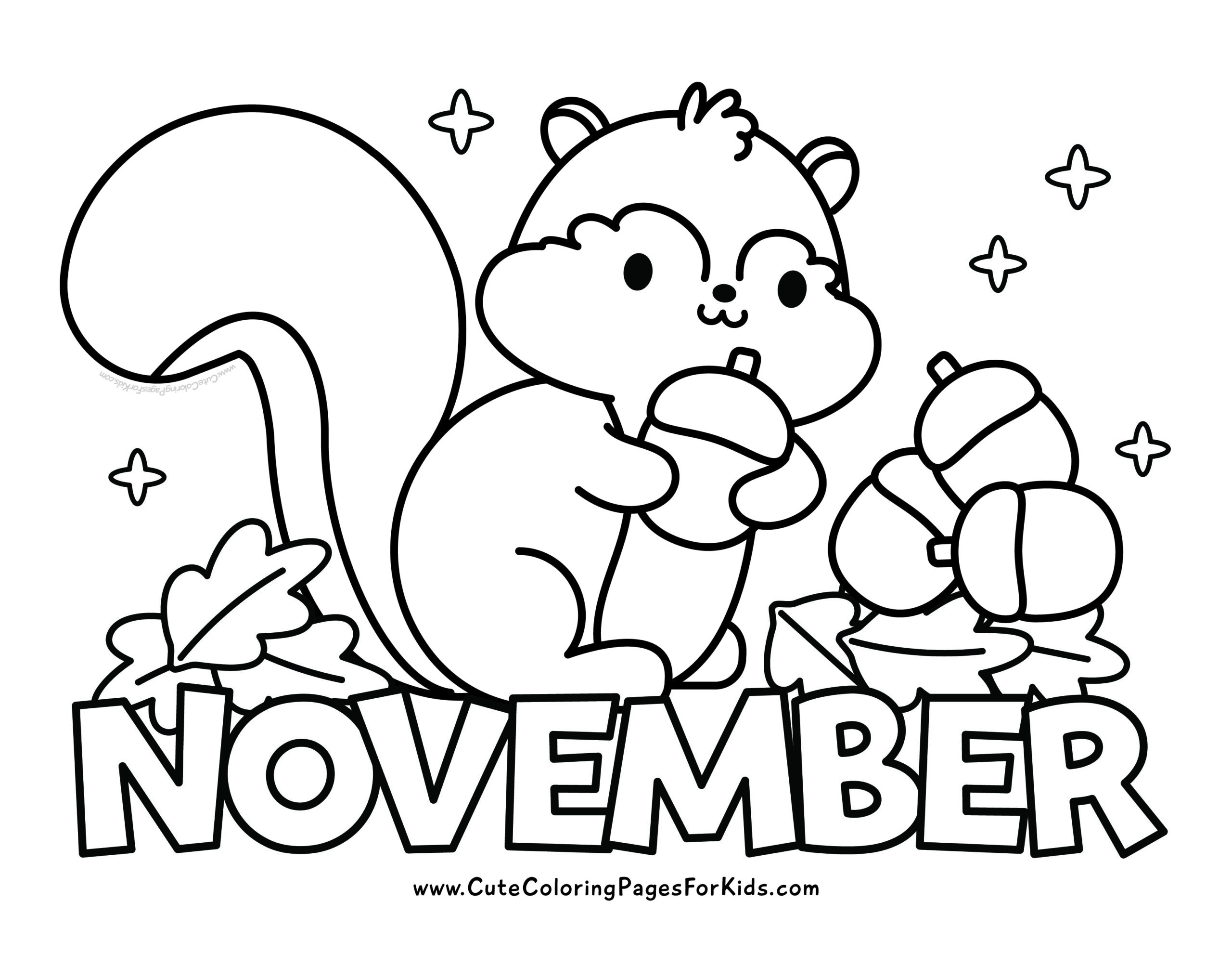 November Coloring Pages: 9 Free Printables for Kids - Cute Coloring ...