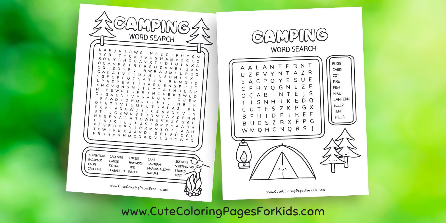 Camping Word Searches - Cute Coloring Pages For Kids