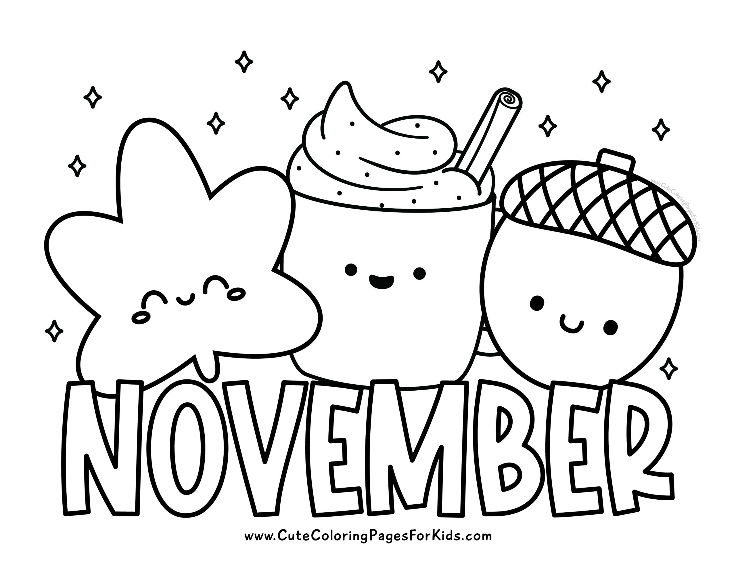 November Coloring Pages: 9 Free Printables for Kids - Cute Coloring ...
