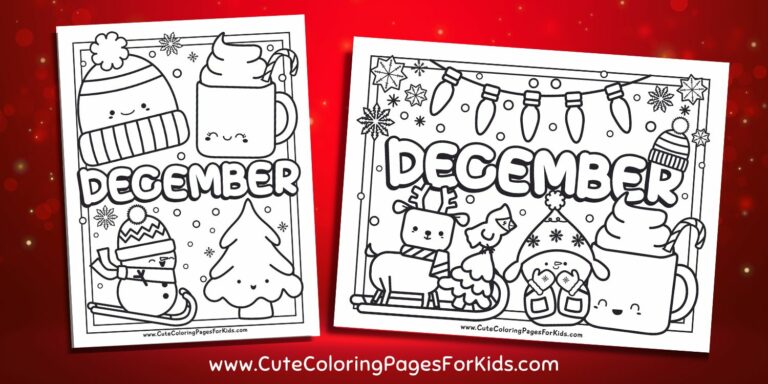 December Coloring Pages: 4 Free Printable Coloring Sheets - Cute ...