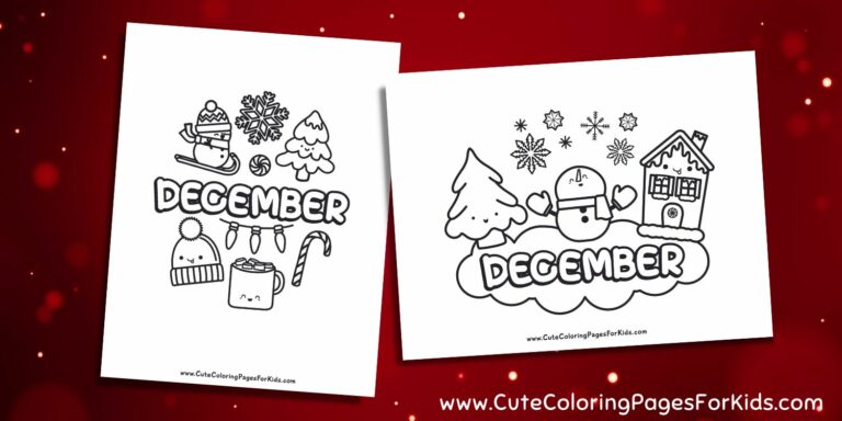 December Coloring Pages: 4 Free Printable Coloring Sheets - Cute ...