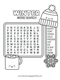 Winter Word Search: Free Printable Activity for Kids - Cute Coloring ...