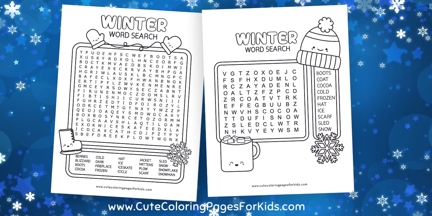 Winter Word Search: Free Printable Activity for Kids - Cute Coloring ...
