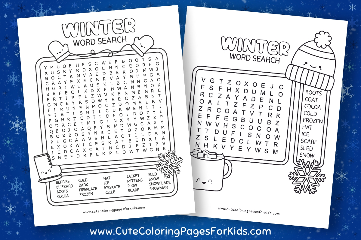 Winter Word Search: Free Printable Activity for Kids - Cute Coloring ...