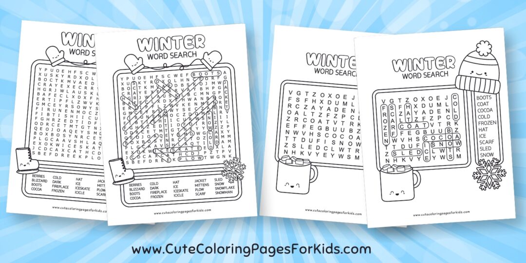 Winter Word Search: Free Printable Activity for Kids - Cute Coloring ...