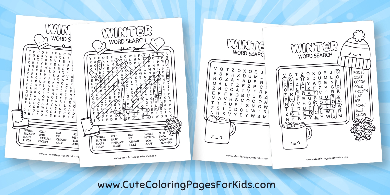 Winter Word Search: Free Printable Activity for Kids - Cute Coloring ...