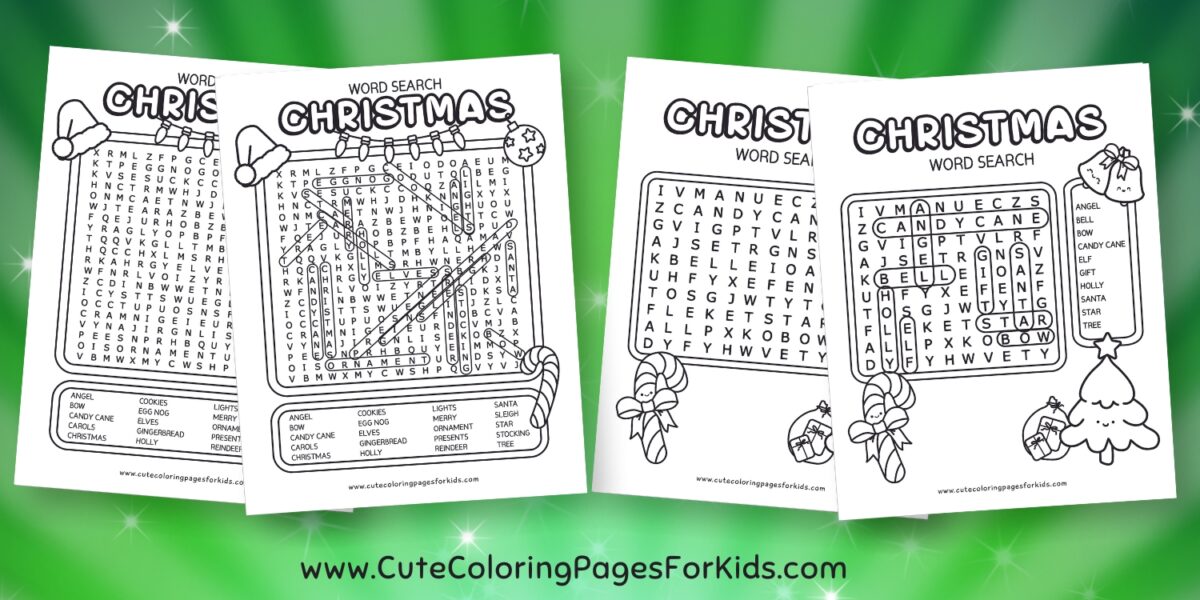 Christmas Word Search: Free Printable PDF for Kids - Cute Coloring ...