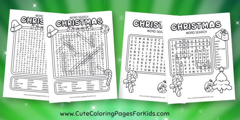 Christmas Word Search: Free Printable PDF for Kids - Cute Coloring ...