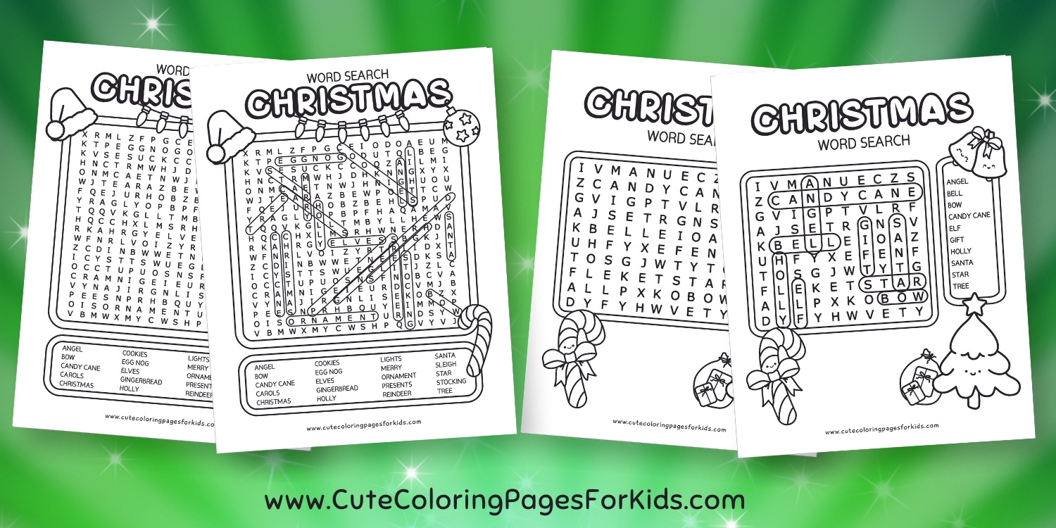 Christmas Word Search: Free Printable PDF for Kids - Cute Coloring ...
