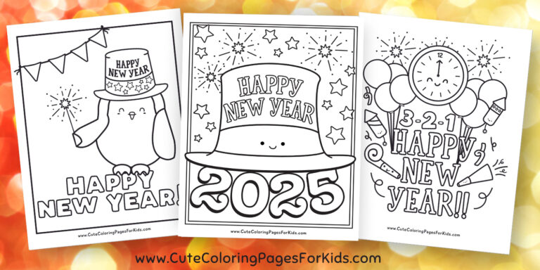 New Year's Coloring Pages: Free Printables for 2025 - Cute Coloring ...