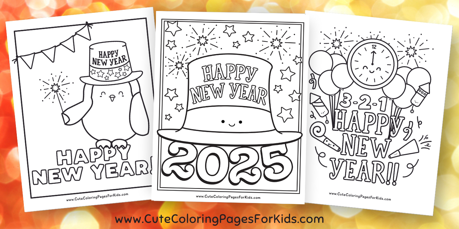 New Year's Coloring Pages: Free Printables for 2025 - Cute Coloring ...