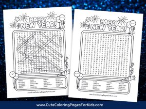 New Year's Word Search (Free Printable PDF) - Cute Coloring Pages For Kids
