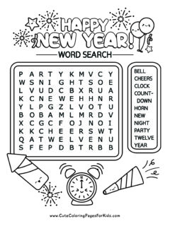 New Year's Word Search (Free Printable PDF) - Cute Coloring Pages For Kids