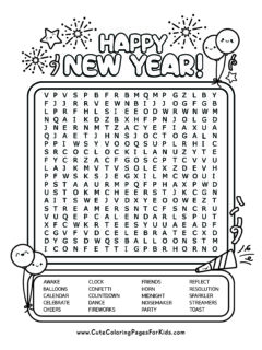 New Year's Word Search (Free Printable PDF) - Cute Coloring Pages For Kids