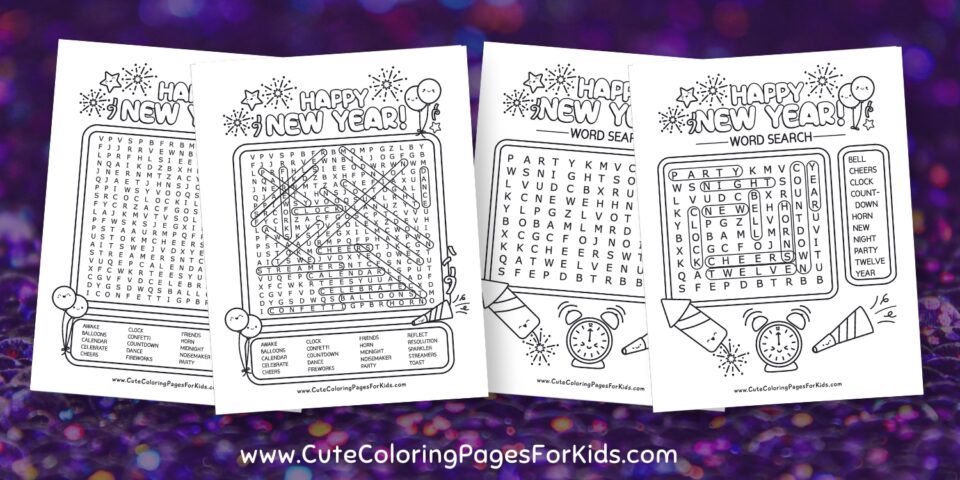 New Year's Word Search (Free Printable PDF) - Cute Coloring Pages For Kids