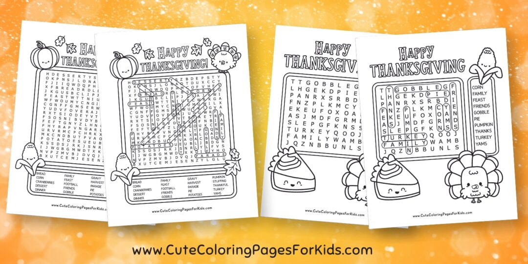 Thanksgiving Word Search - Cute Coloring Pages For Kids