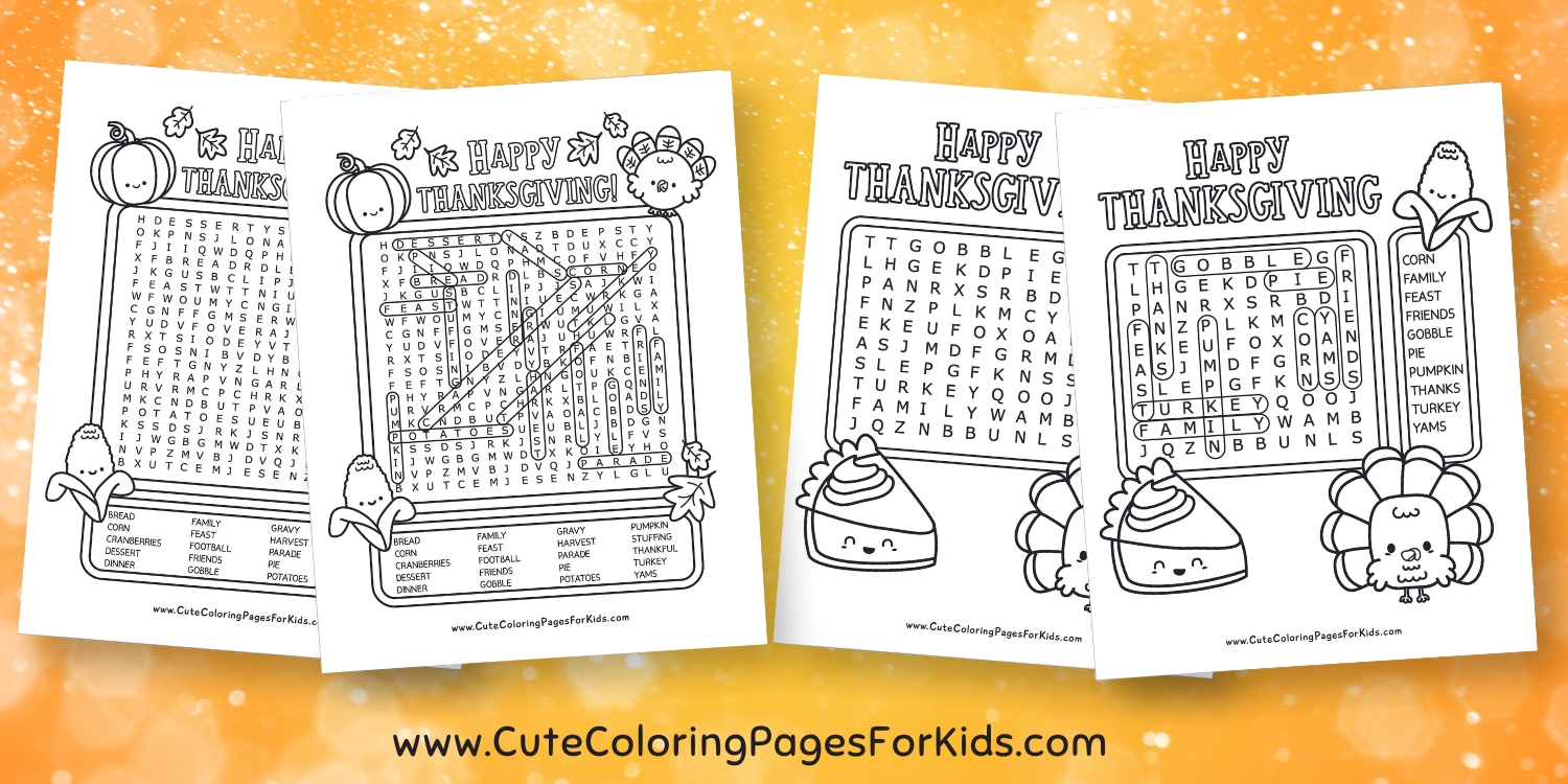 Thanksgiving Word Search - Cute Coloring Pages For Kids
