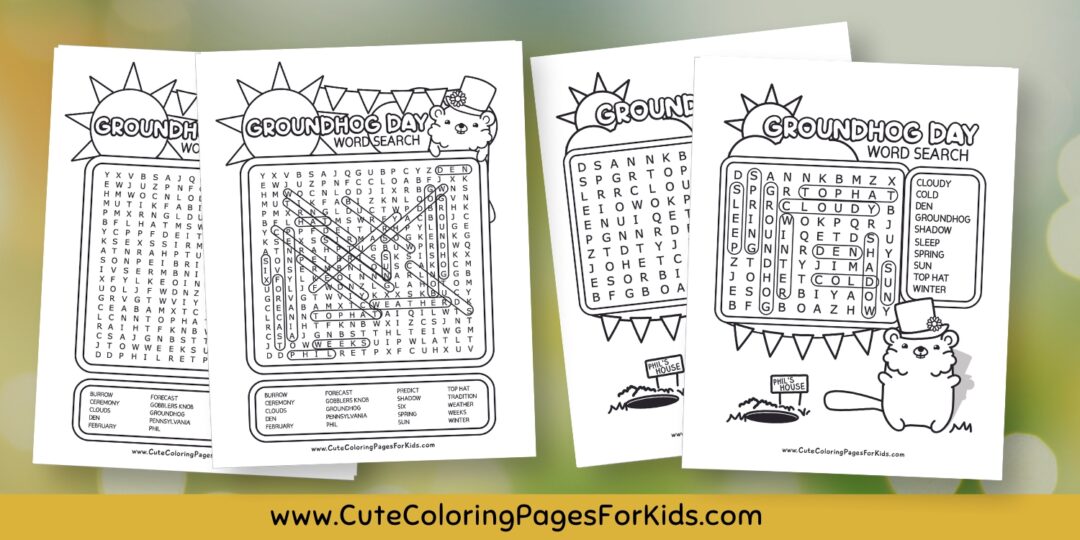 Groundhog Day Word Search for Kids: Free Printable PDF - Cute Coloring ...