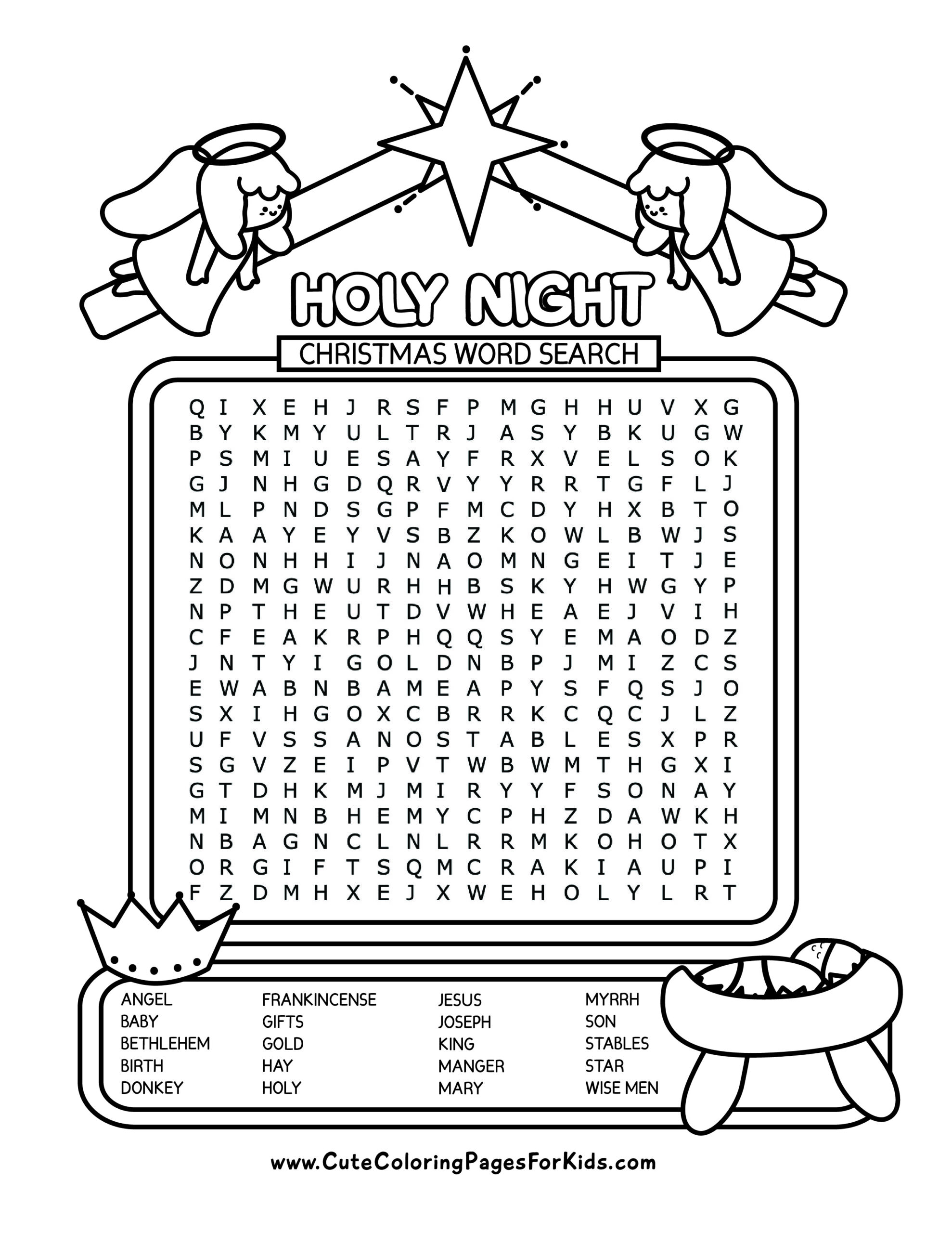 Religious Christmas Word Search - Cute Coloring Pages For Kids