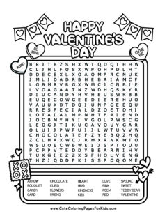 Free Printable Valentine's Day Word Search for Kids - Cute Coloring ...