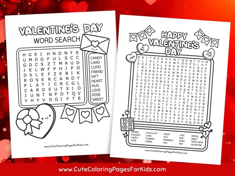 Free Printable Valentine's Day Word Search for Kids - Cute Coloring ...