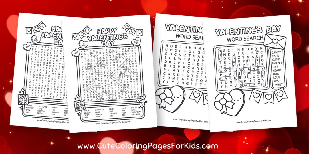 Free Printable Valentine's Day Word Search for Kids - Cute Coloring ...
