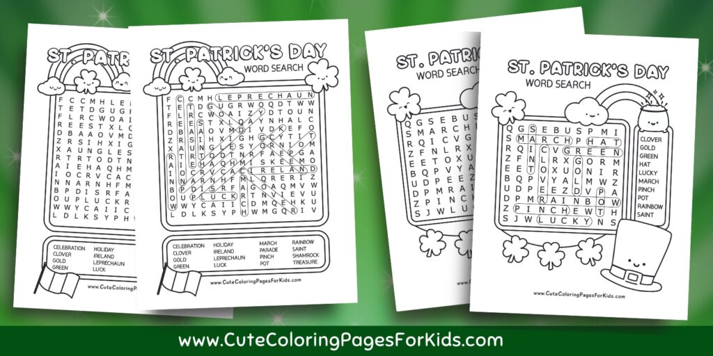 St. Patrick's Day Word Search: Free Printables for Kids - Cute Coloring ...