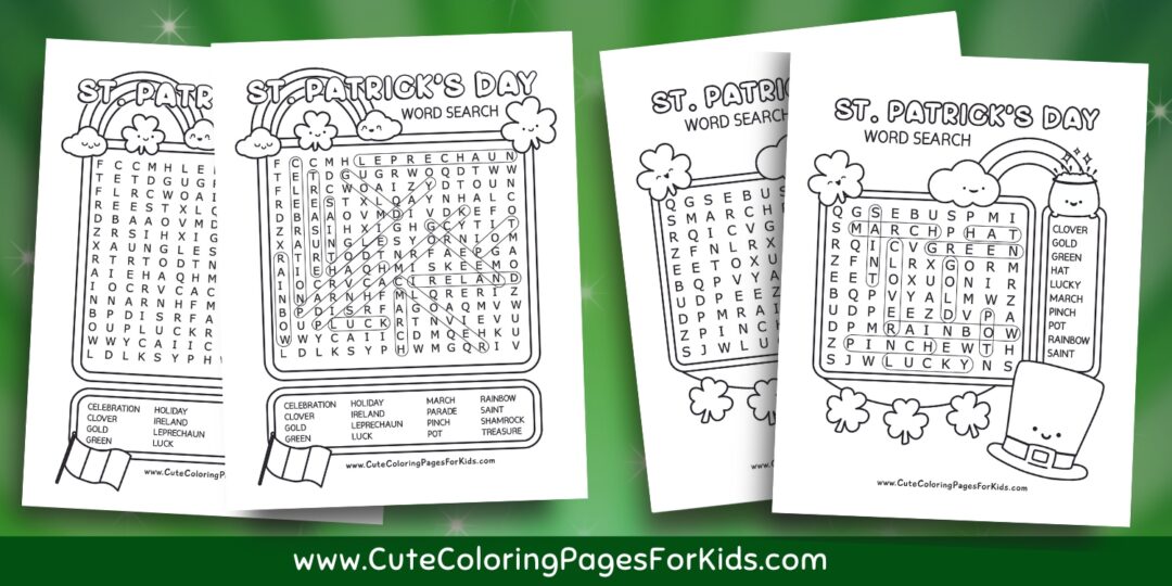 St. Patrick's Day Word Search: Free Printables for Kids - Cute Coloring ...