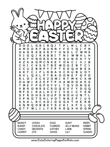 Easter Word Search: Free Printable Activity for Kids - Cute Coloring ...