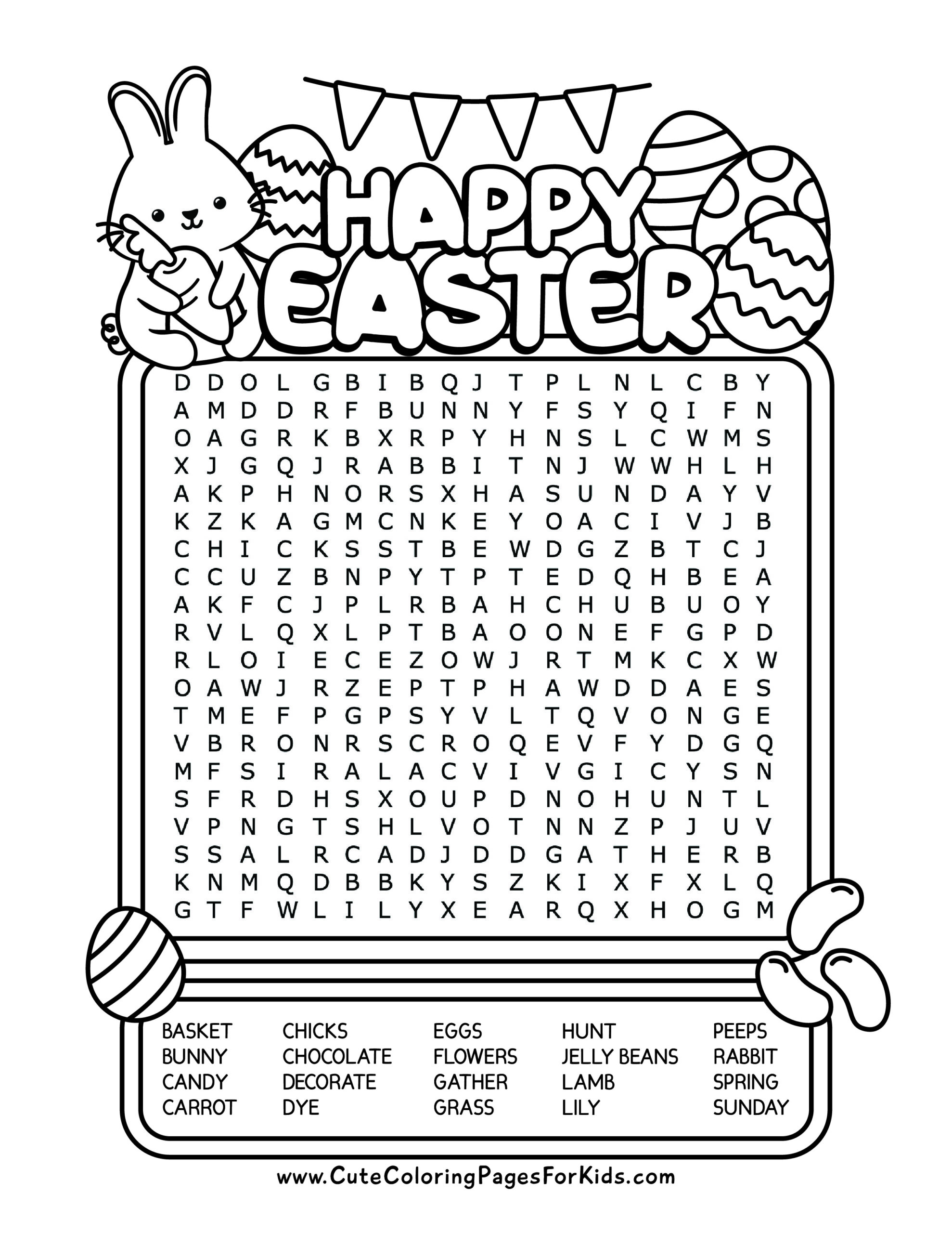 Easter Word Search: Free Printable Activity for Kids - Cute Coloring ...