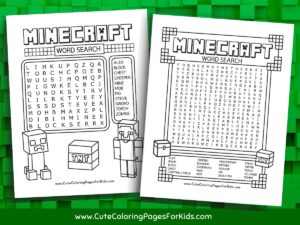 Minecraft Word Search (Free Printable PDF) - Cute Coloring Pages For Kids