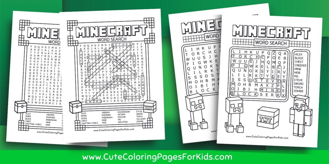 Minecraft Word Search (Free Printable PDF) - Cute Coloring Pages For Kids