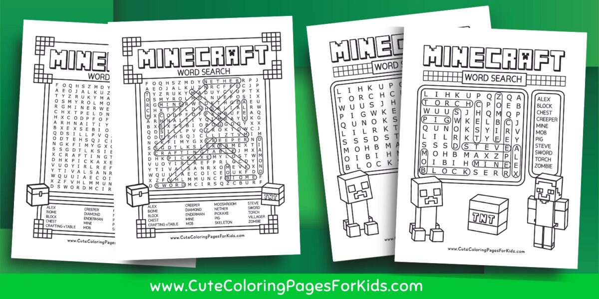Minecraft Word Search (Free Printable PDF) - Cute Coloring Pages For Kids