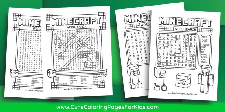 Minecraft Word Search (Free Printable PDF) - Cute Coloring Pages For Kids