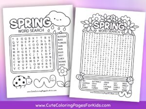 Free Printable Spring Word Search for Kids - Cute Coloring Pages For Kids