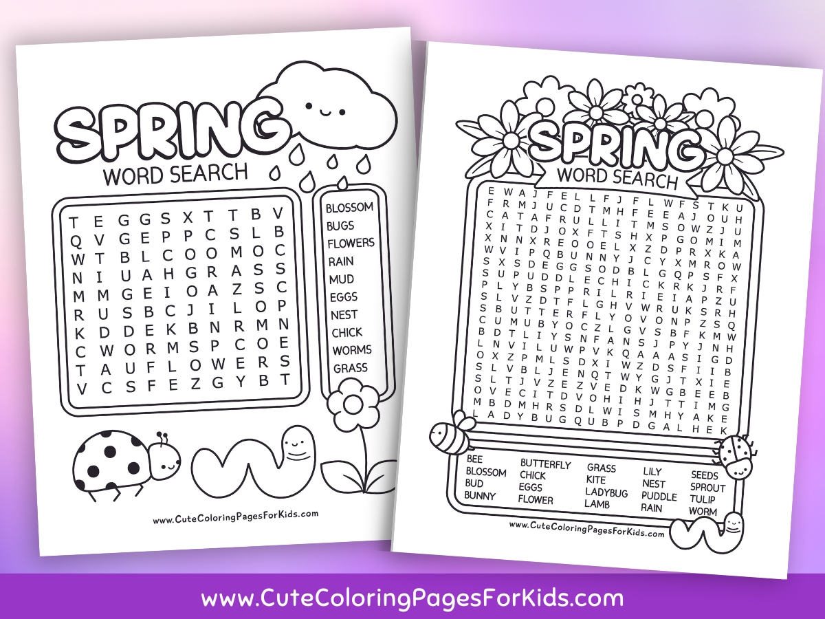 Free Printable Spring Word Search for Kids - Cute Coloring Pages For Kids