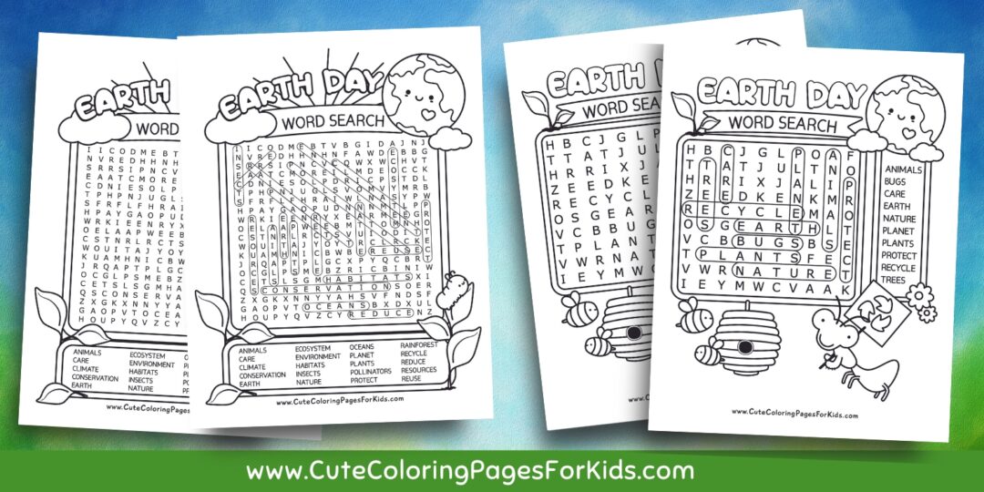 Free Printable Earth Day Word Search Puzzles for Kids - Cute Coloring ...