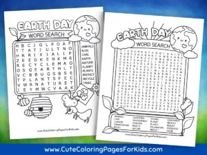 Free Printable Earth Day Word Search Puzzles for Kids - Cute Coloring ...
