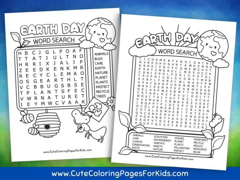 Free Printable Earth Day Word Search Puzzles for Kids - Cute Coloring ...