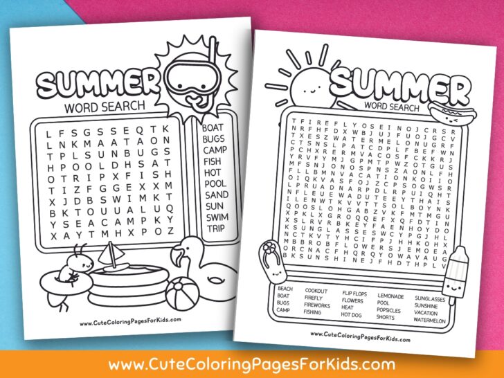 Free Printable Summer Word Search For Kids Cute Coloring Pages For Kids