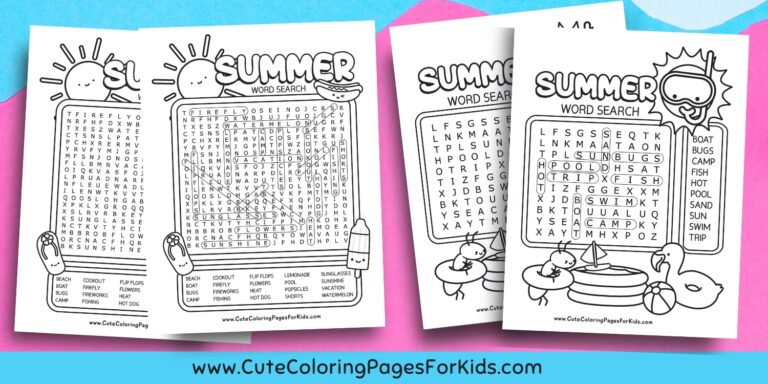Free Printable Summer Word Search for Kids - Cute Coloring Pages For Kids