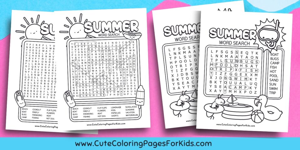 Free Printable Summer Word Search for Kids - Cute Coloring Pages For Kids
