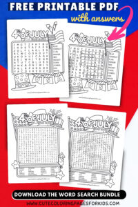 4th of July Word Search: Free Printable Activity for Kids - Cute ...