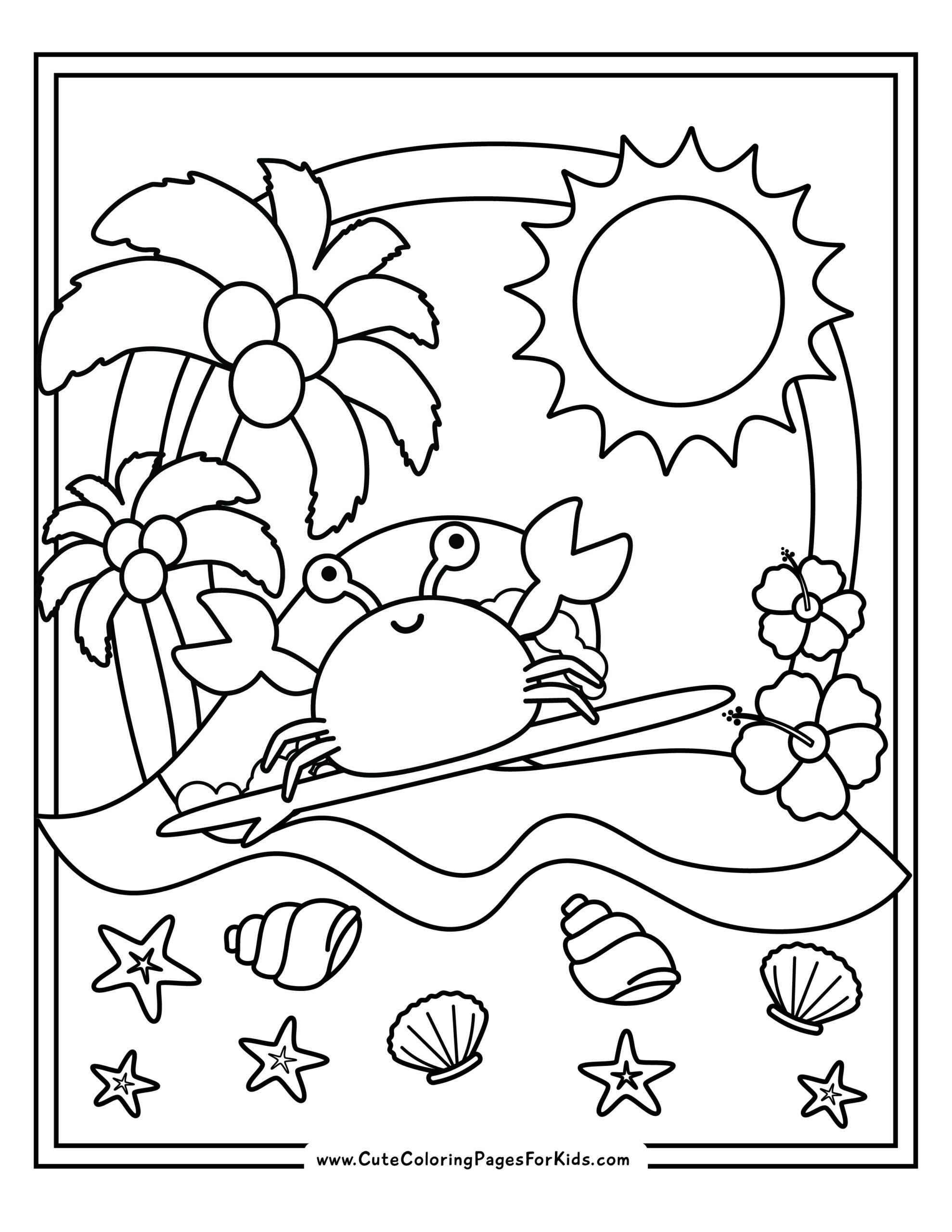 9 Beach Coloring Pages (Free Printable PDFs) - Cute Coloring Pages For Kids