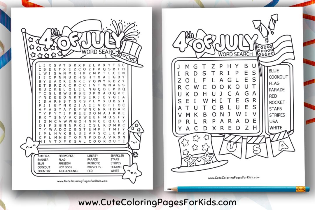 4th of July Word Search: Free Printable Activity for Kids - Cute ...