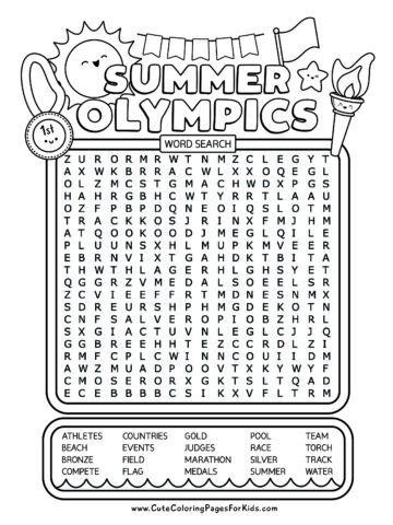 Summer Olympics Word Search: 3 Fun & Free Printables - Cute Coloring ...
